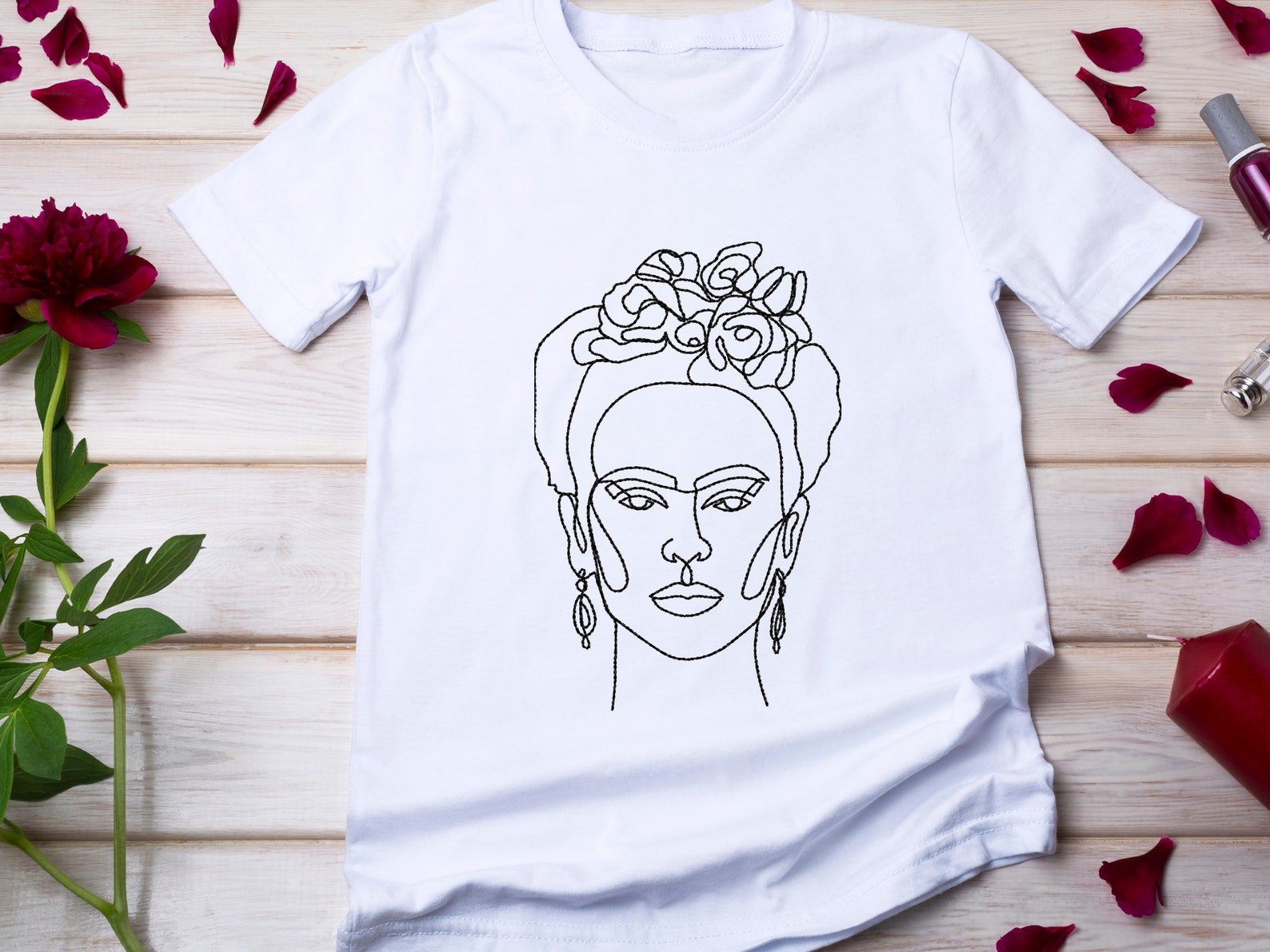 Frida Machine Embroidery Design Minimalist Embroidery File 6 - Etsy