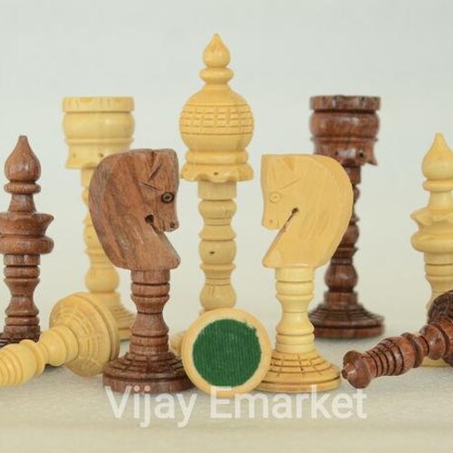 Wooden Chess Pieces Set 4 DOME ARTISTIC Hand Carved - Etsy