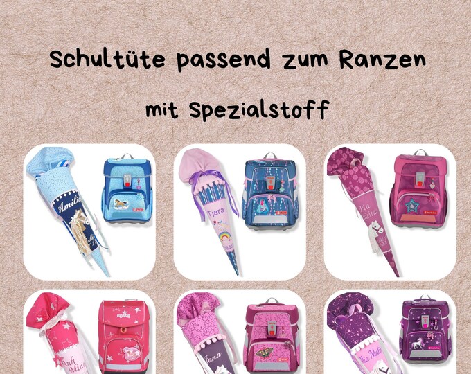 Schultüte mit Name passend zum Ranzen mit Spezialstoff - Etsy.de