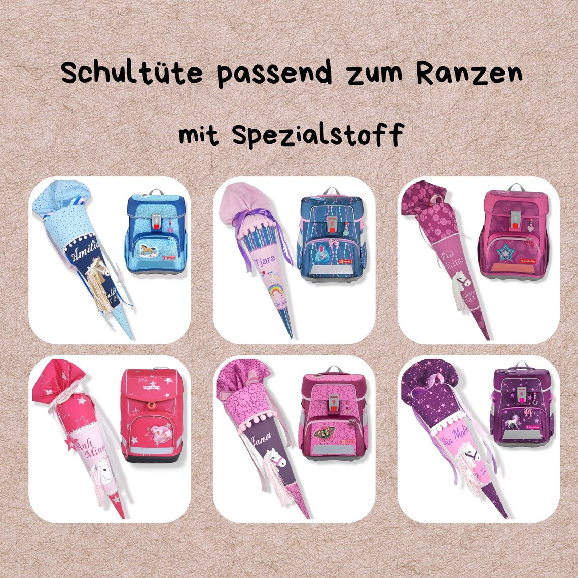 Schultüte mit Name passend zum Ranzen mit Spezialstoff - Etsy.de