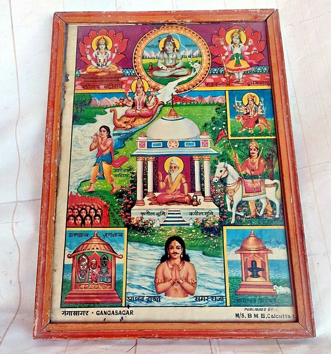 Old Vintage Tirath Istal Darshan Litho Print, Framed Antique Artwork ...