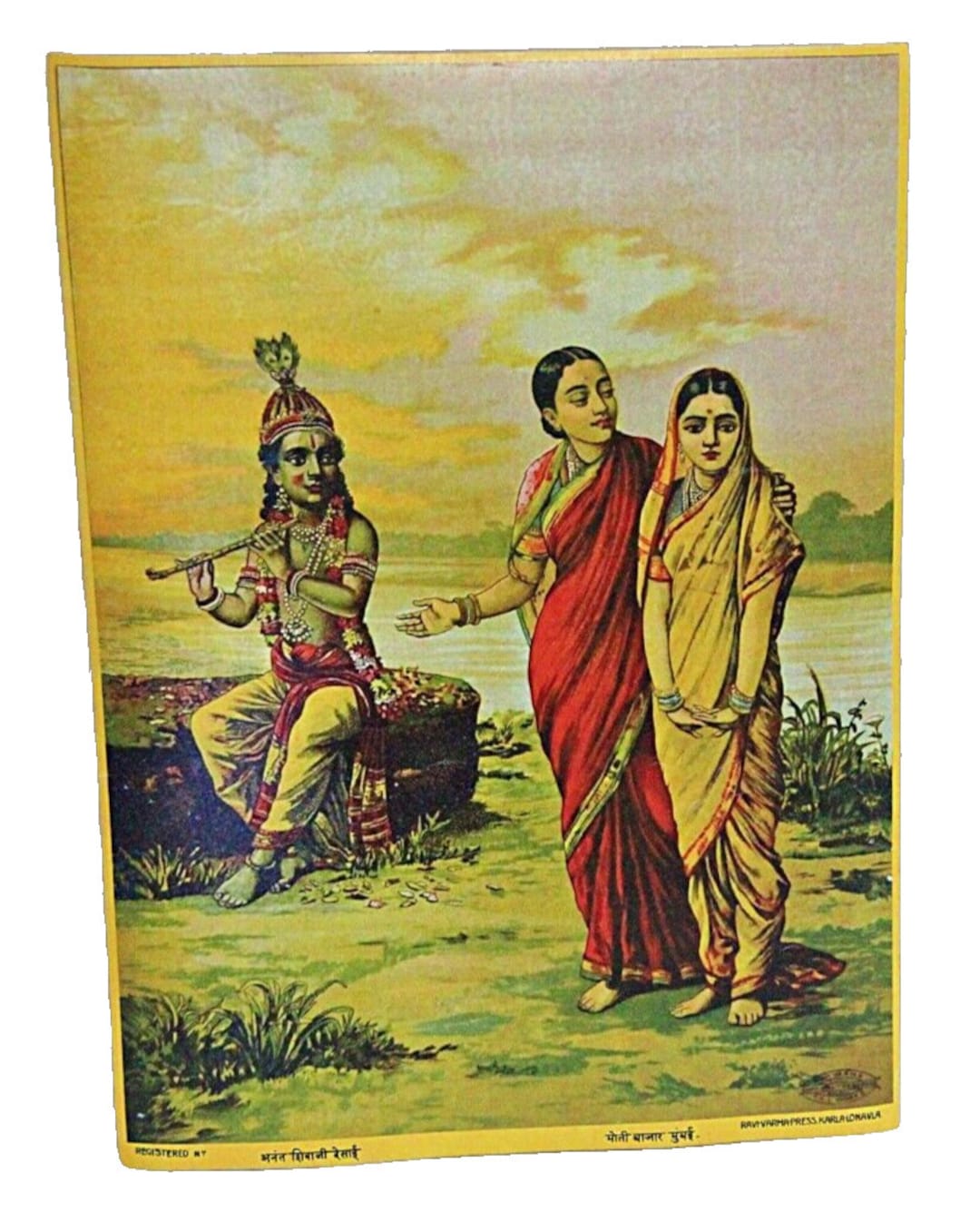 Raja Ravi Varma Krishna Love Radha Art Reprint Capturing Divine Romance ...
