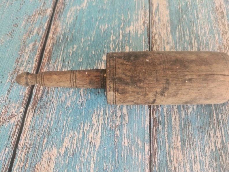 Antique Wooden Chapati Rolling Pin Belan Velan Painted Indian Kitchen ...