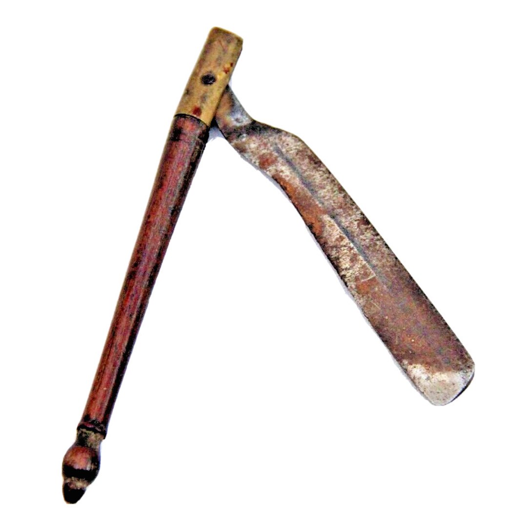Antique Handmade Wooden Handle Straight Razor Vintage Barber Shaving ...