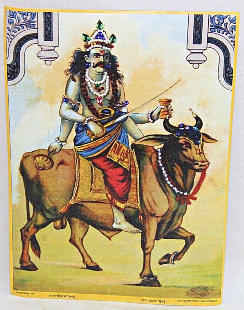 Stunning Raja Ravi Varma Re-print of the Inauspicious Shanidev Indian ...