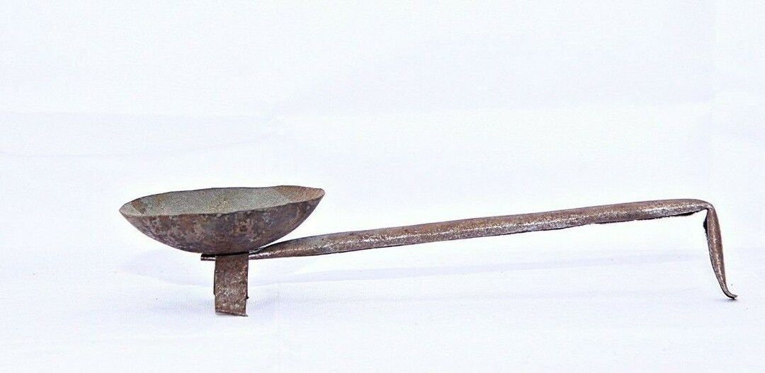 Vintage Hand Carved Tribal Fire Pit Spoon Oil Lamp Antique Forged ...