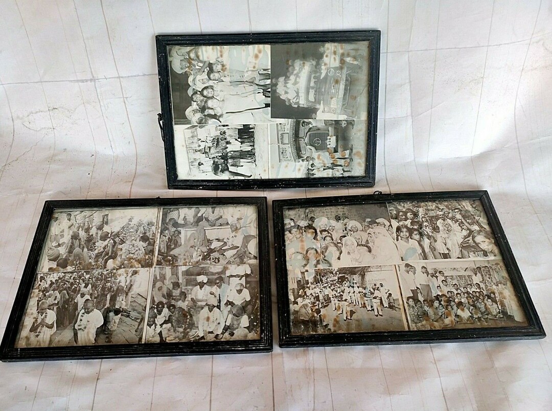 Set of 3 Primitive Vintage Wooden Photo Frames With Old Indian ...