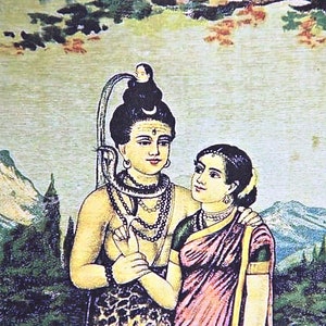 Stunning Raja Ravi Varma Lithograph Reprint of Shiva Parvati Indian ...