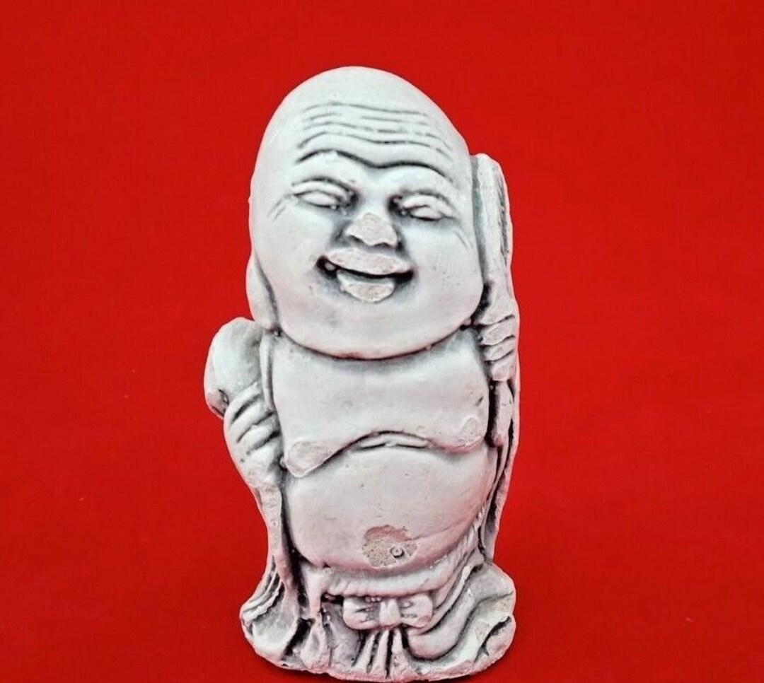 Vintage Chalkware Laughing Buddha Statue: Plaster Figurine, Spiritual ...