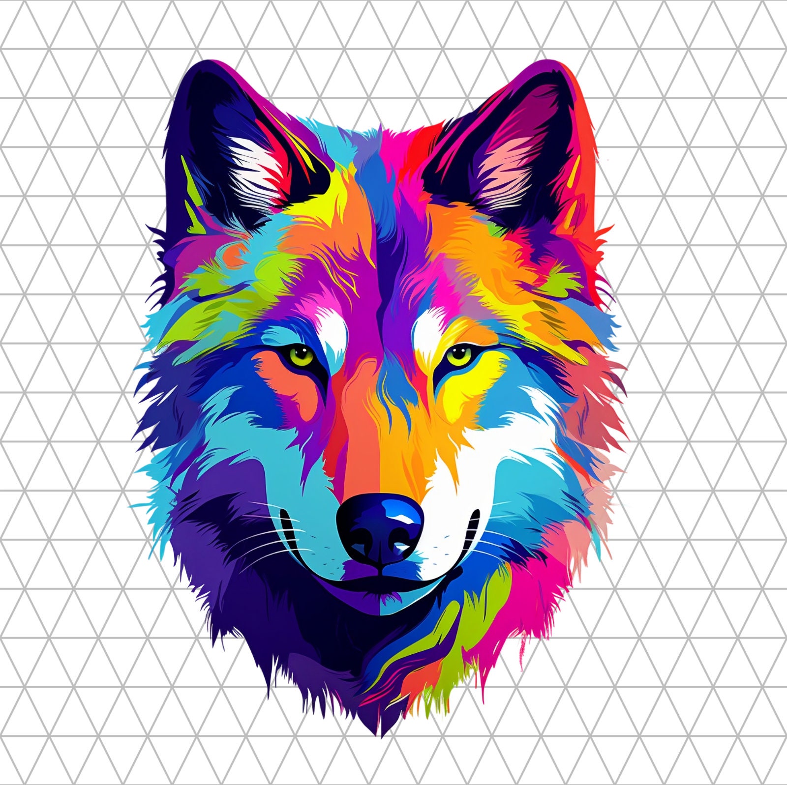 Beautiful and Colorful Abstract Wolf Png Clip Art Sublimation Design ...