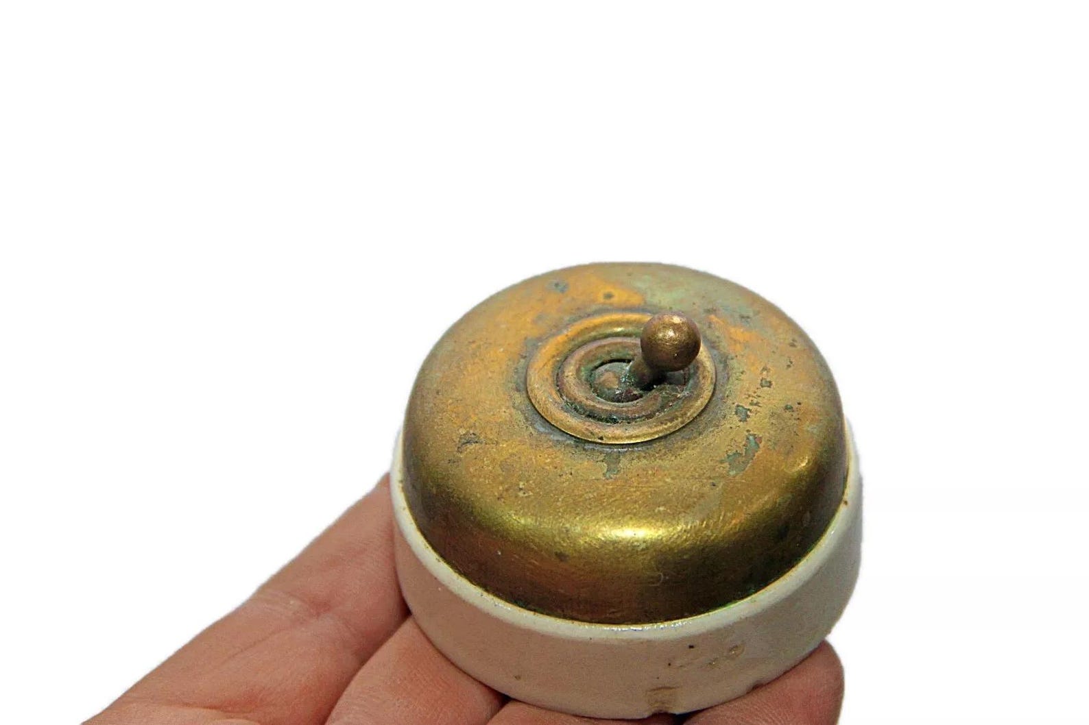 Antique Brass and Ceramic Electric Switch Vitreous British Made ...
