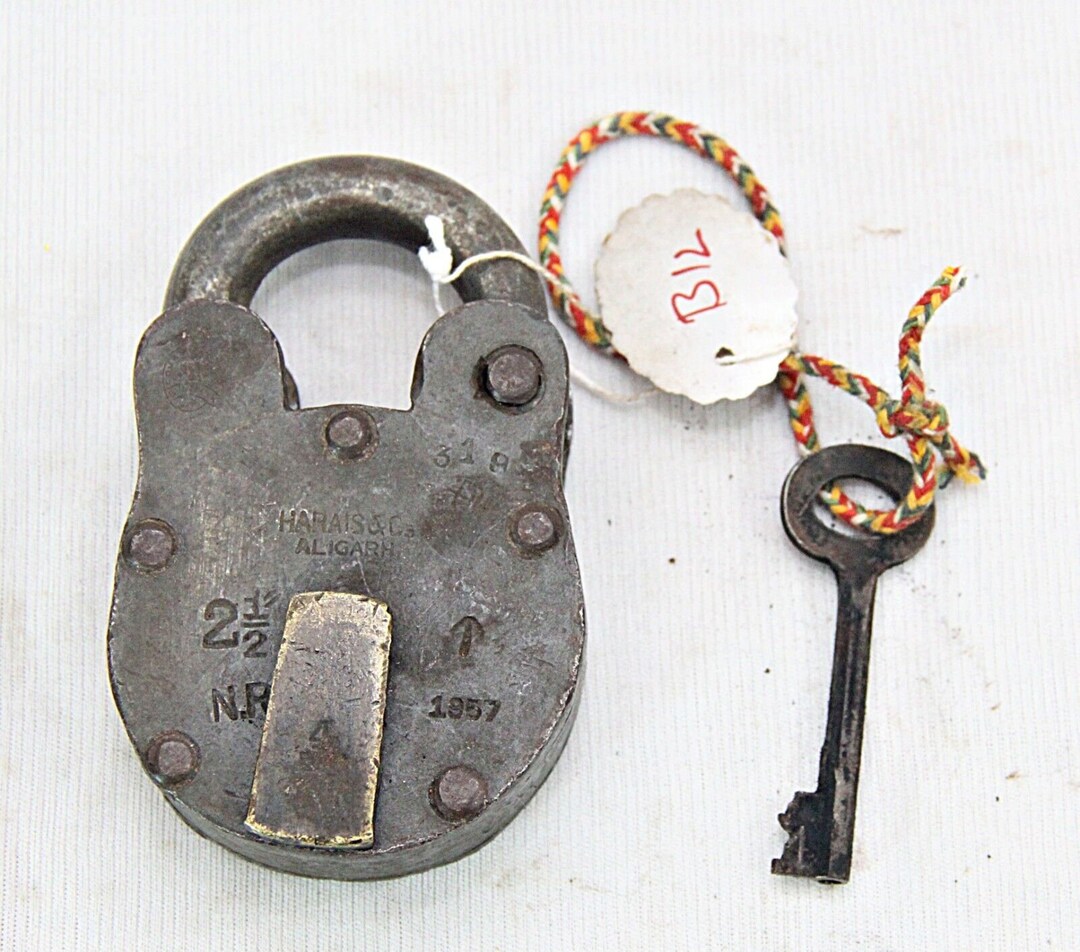 Vintage Solid Iron Padlock With Brass Tag: A Collectible Antique Lock ...