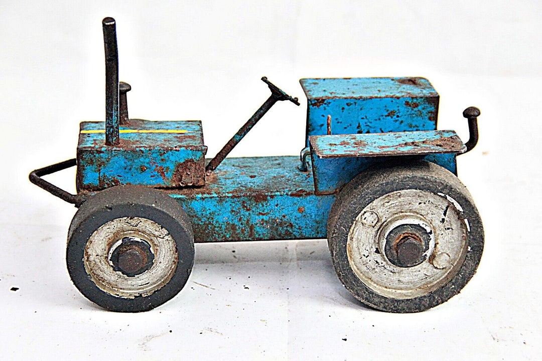 Vintage Pressed Metal Farm Tractor Toy- Four-wheel Push & Pull ...
