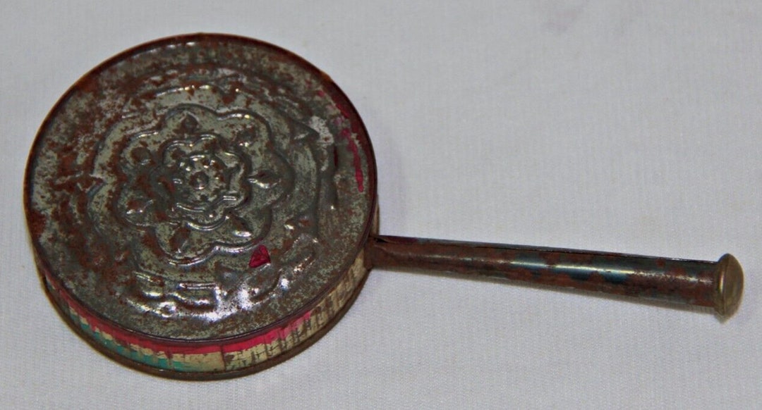 Vintage Old Noise Making Rattle Tin Toy Making Good Sound Floral Mandal ...