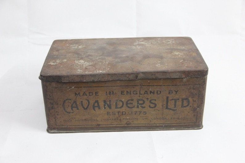 1940's Rare Cavender's Medium Navy Cut Cigarettes Tin Box Vintage Litho ...