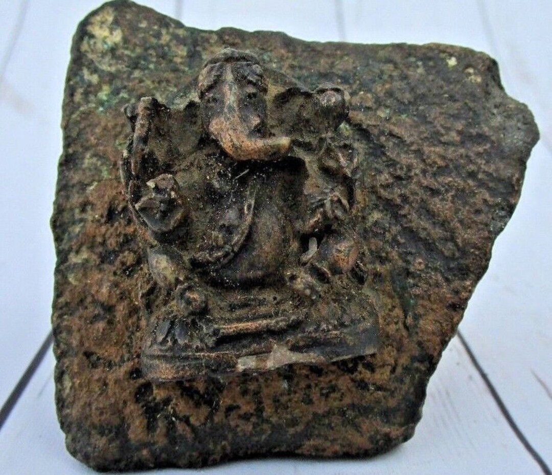 Vintage Old Hand Carved Lord Ganesha Stone Statue Handmade Indian Hindu ...