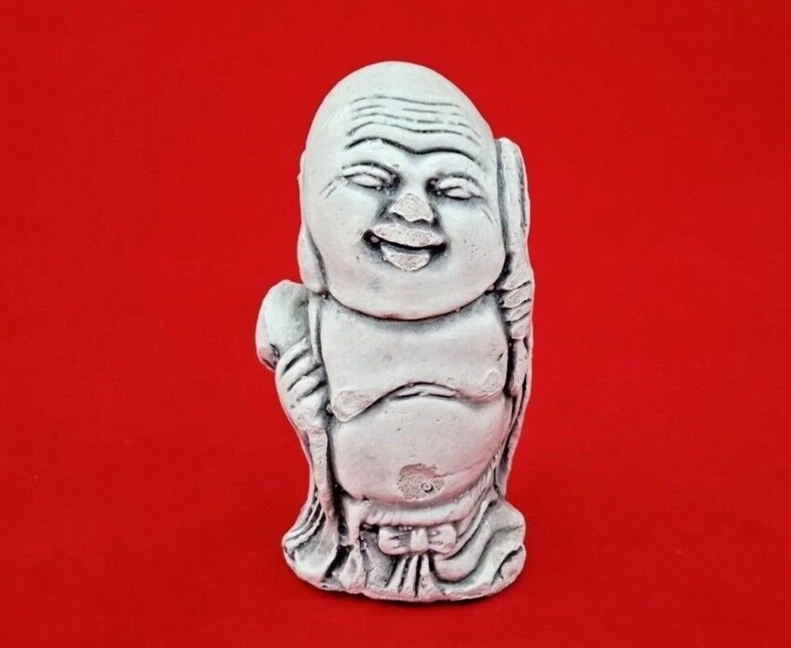 Vintage Chalkware Laughing Buddha Statue: Plaster Figurine, Spiritual ...