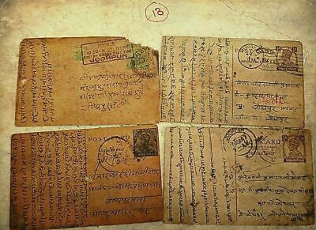 1900's 4 Pcs Set Old Original Handwritten Postcards British India Post ...