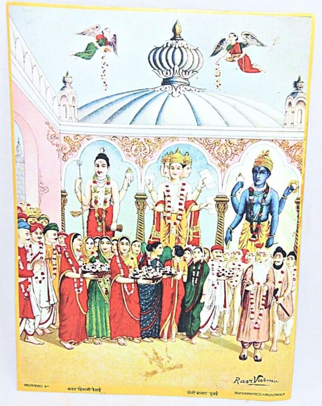 Indian Mythology Hindu Raja Ravi Varma Reprint of Devaloka Brahma ...