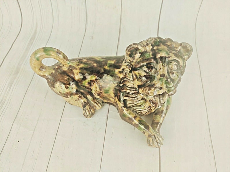Vintage Male Lion Hand Made Painted Ceramic Figurine Old Porcelain Lion ...