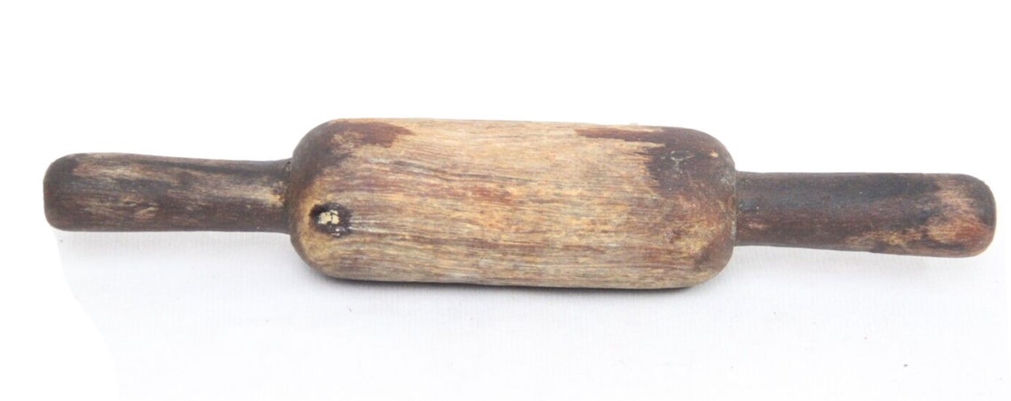 Old Antique Wooden Painted Chapati Rolling Pin Belan Velan Kitchen Tool ...