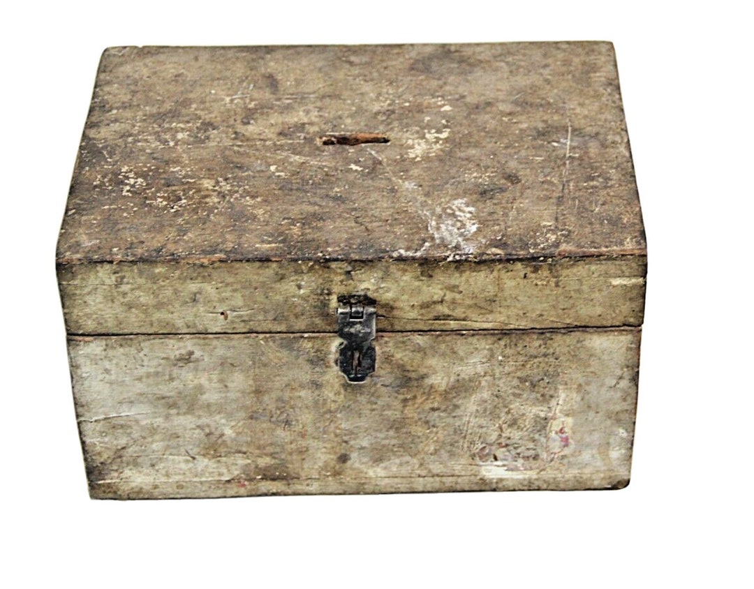 Rare Old Vintage Wooden Handmade Money Box Coin Bank Storage Case Cash ...