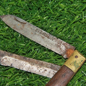 Vintage Folding Pocket Knives Set, Handcrafted Brass & Wood Handles ...