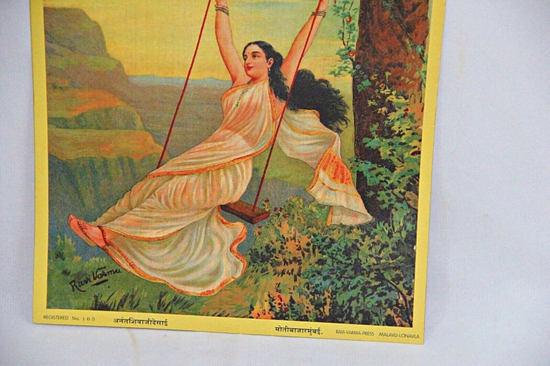 Enchanting Raja Ravi Varma Reprint of Mohini on a Swing Beautiful ...