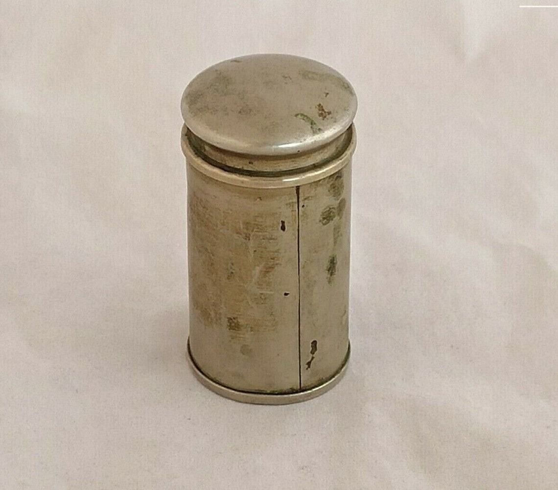 Vintage Handcrafted Brass Opium Tobacco Box, Antique Cylindrical Bronze ...