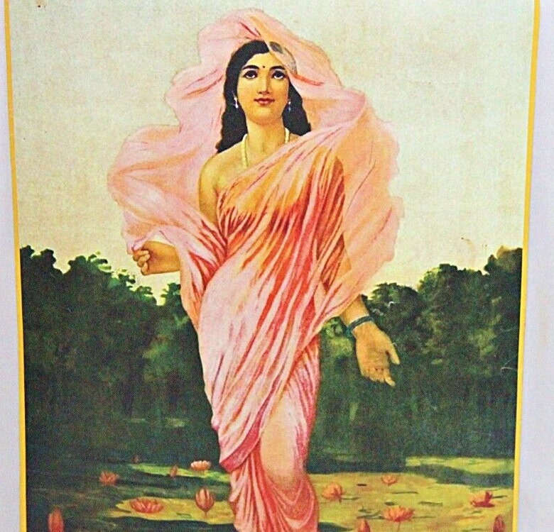 Indian Mythology Hindu God Raja Ravi Varma Art Reprint of Padmini the ...