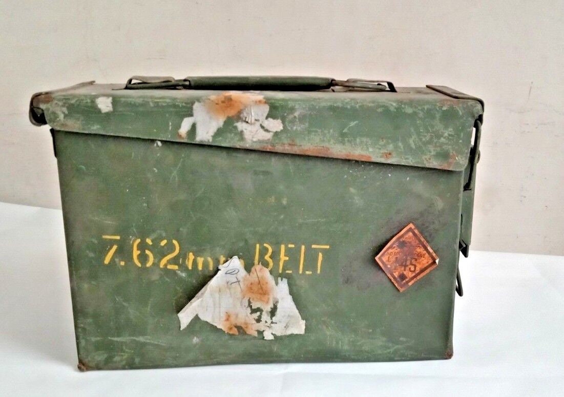 Authentic Army Ammo Box Military Bullet Container Solid Metal Carrying ...