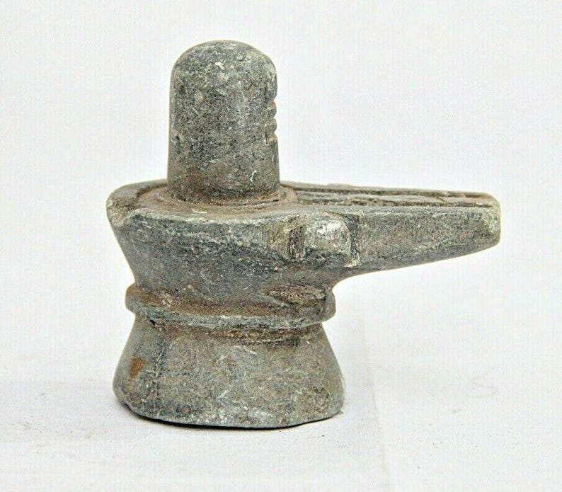 Vintage Black Marble Shiva Lingam Statue: Hand-crafted Hindu Figurine ...