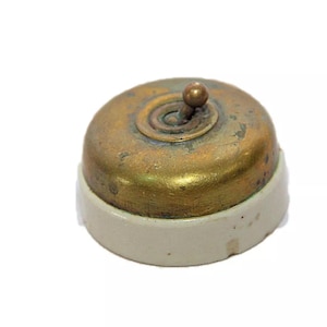 Antique Brass and Ceramic Electric Switch Vitreous British Made ...