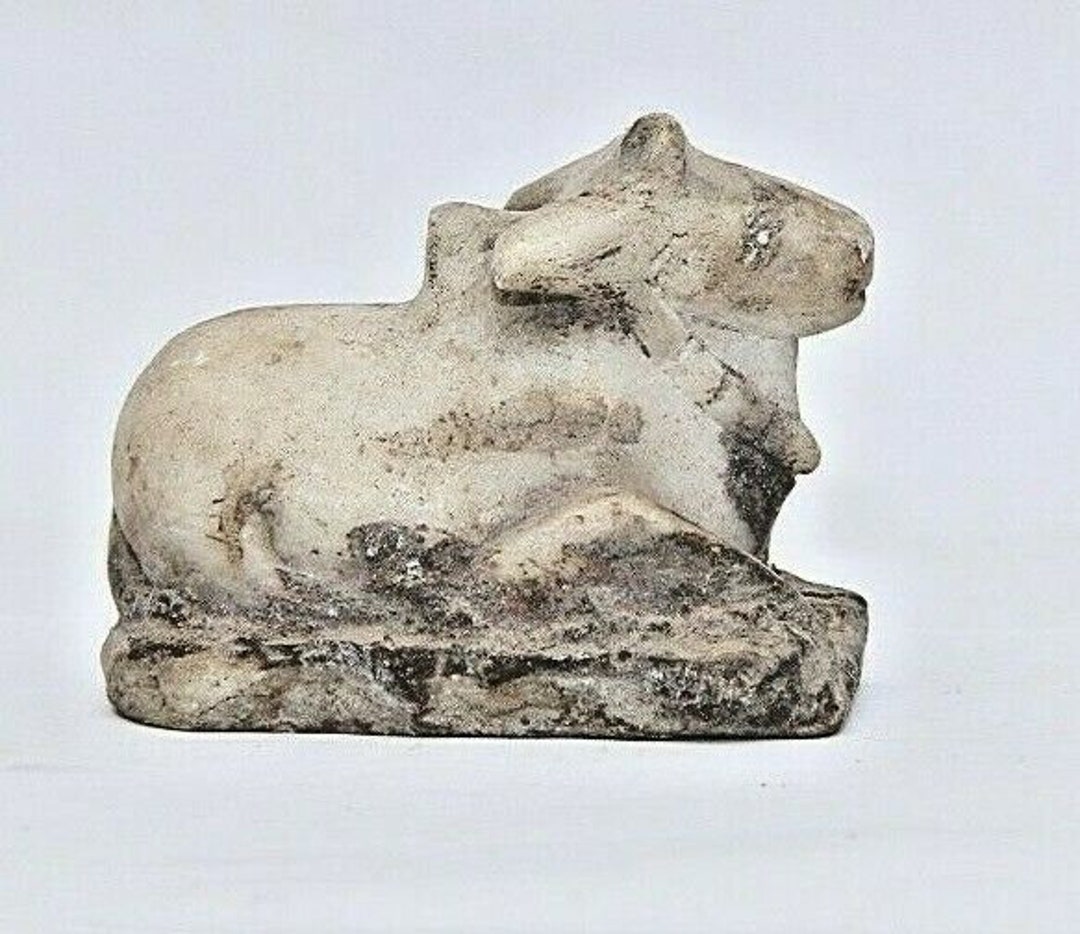 Hand Carved Vintage Marble Stone Shiva Nandi Figurine, Holy Ox Statue ...