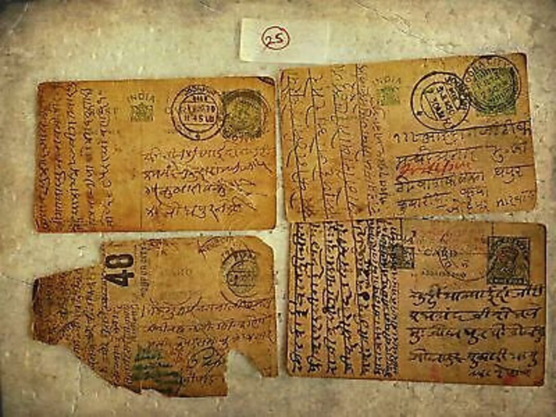 1900's 4 Pcs Set Old Original Handwritten Postcards British India Post ...
