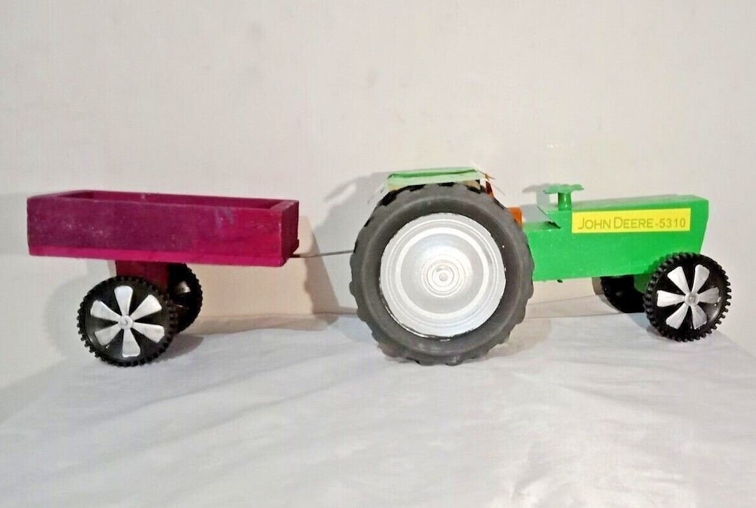 Rare Handmade Wooden Tractor Trolley Model– Rustic Farmhouse Decor ...