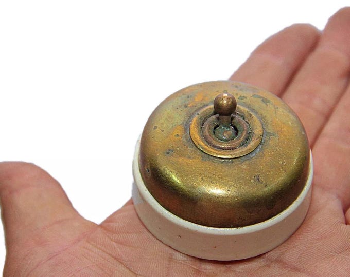 Antique Brass and Ceramic Electric Switch Vitreous British Made ...