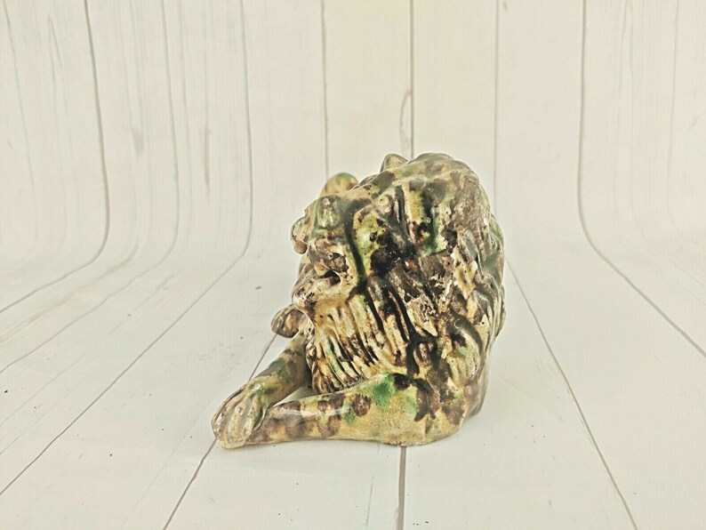 Vintage Male Lion Hand Made Painted Ceramic Figurine Old Porcelain Lion ...