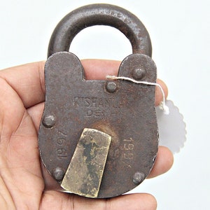 Vintage Solid Iron Padlock With Brass Tag: Antique Lock & Key - Etsy