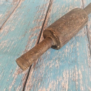 Old Antique Wooden Painted Chapati Rolling Pin Belan Velan Kitchen Tool ...