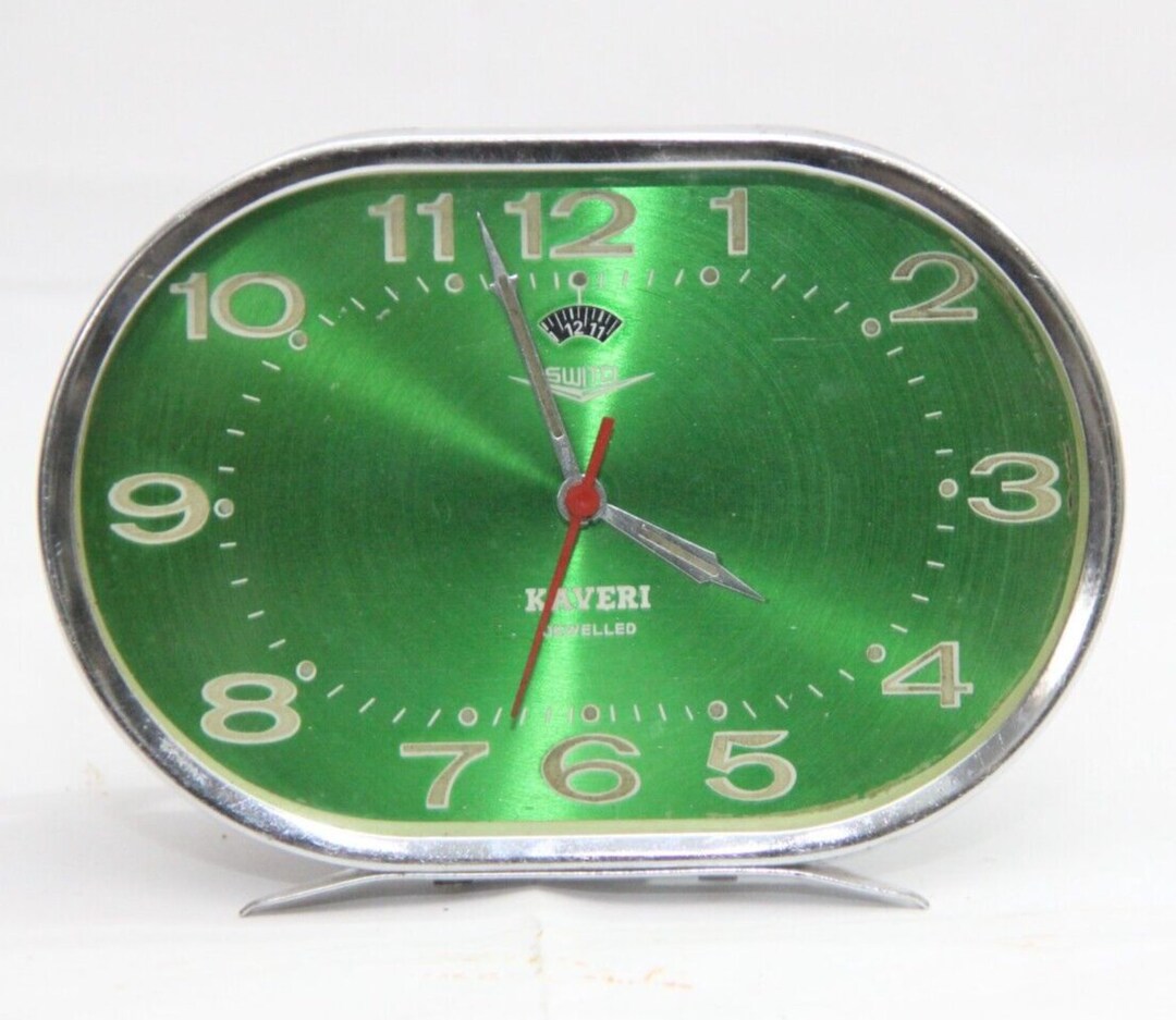 Vintage Swito Alarm Clock Green Dial Table Top Functioning Retro Style ...