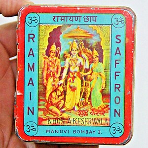 Rare Antique Tin Box With Ramain Brand Saffron Litho Print, Preserving ...