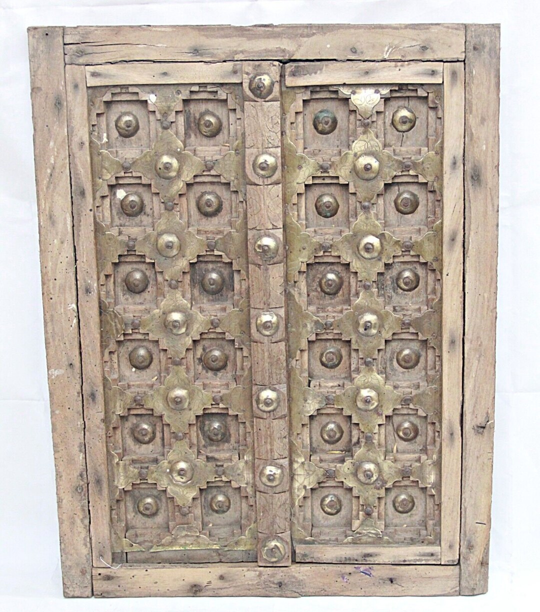 Old Vintage Wood and Brass Fixed Window Wall Hanging Decor Piece for ...