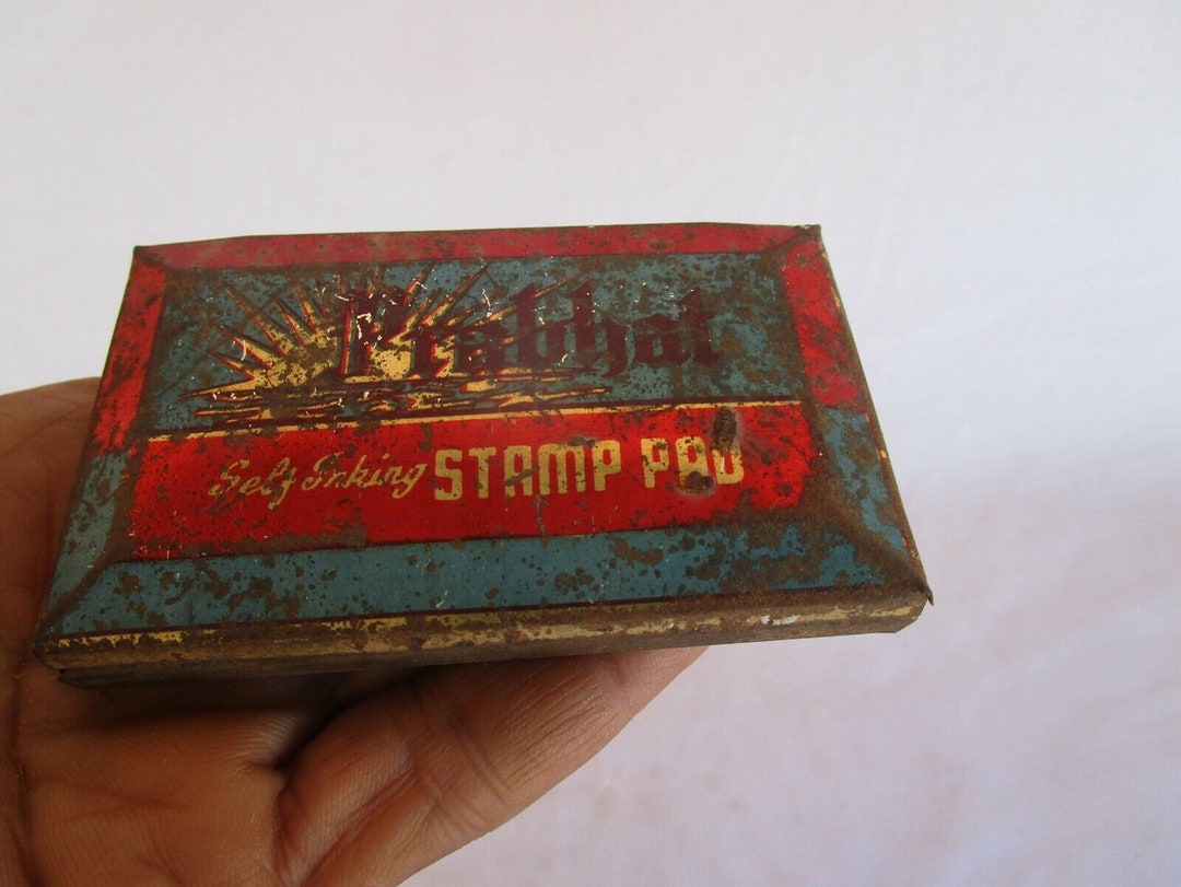 Old Vintage Stamp Pad Tin Box India Litho Print Rare Collectible ...