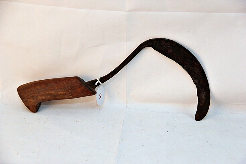 Rare Vintage Hand Sickle: Wooden Handle Antique Grass Cutter - Etsy