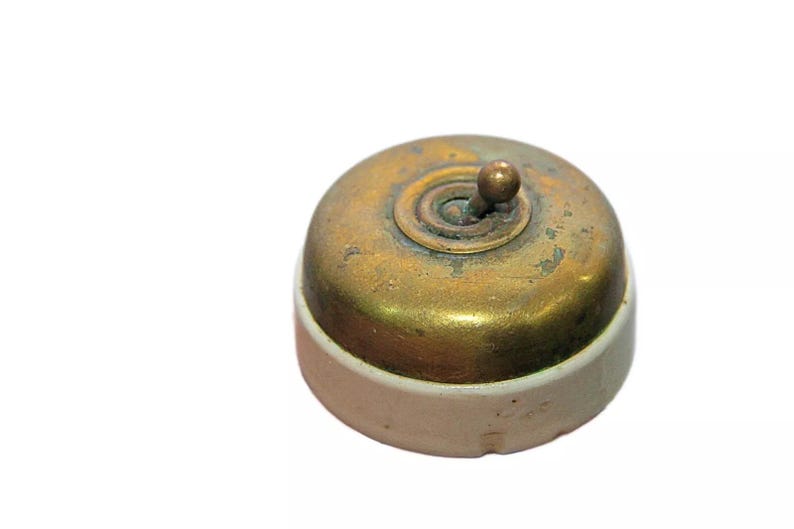 Antique Brass and Ceramic Electric Switch Vitreous British Made ...