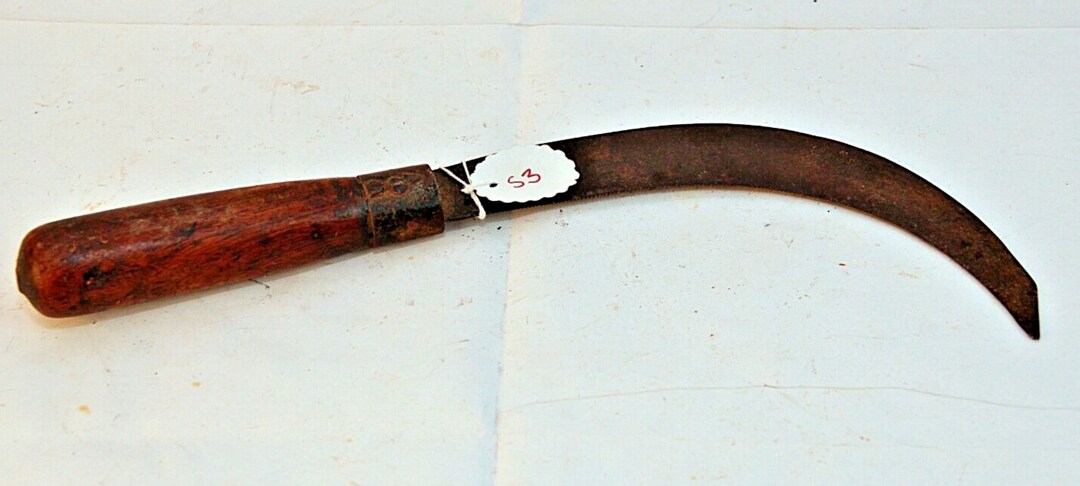 Vintage Handmade Crop Cutting Sickle, Rare Wooden Handle Tool, Antique ...