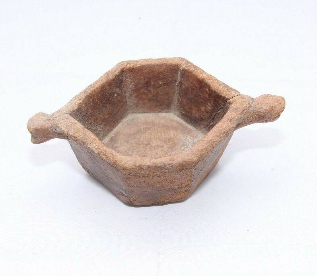 Vintage Hand Carved Wooden Opium Water Pot Indian Bowl Mortar Kharal ...