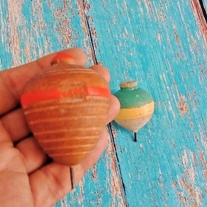 Traditional Indian Lattu Game Set of 3 Vintage Hand-painted Wooden ...