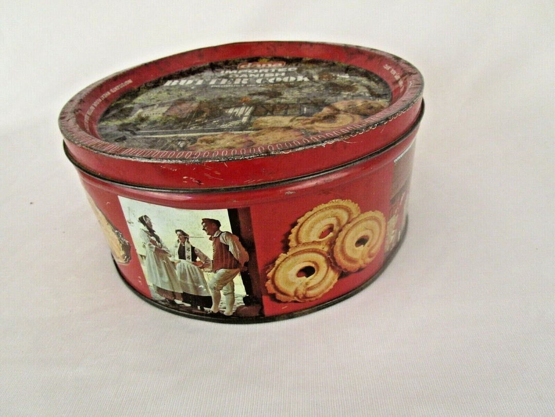 Old Vintage Imported Danish Butter Cookies Large Round Tin From Denmark ...